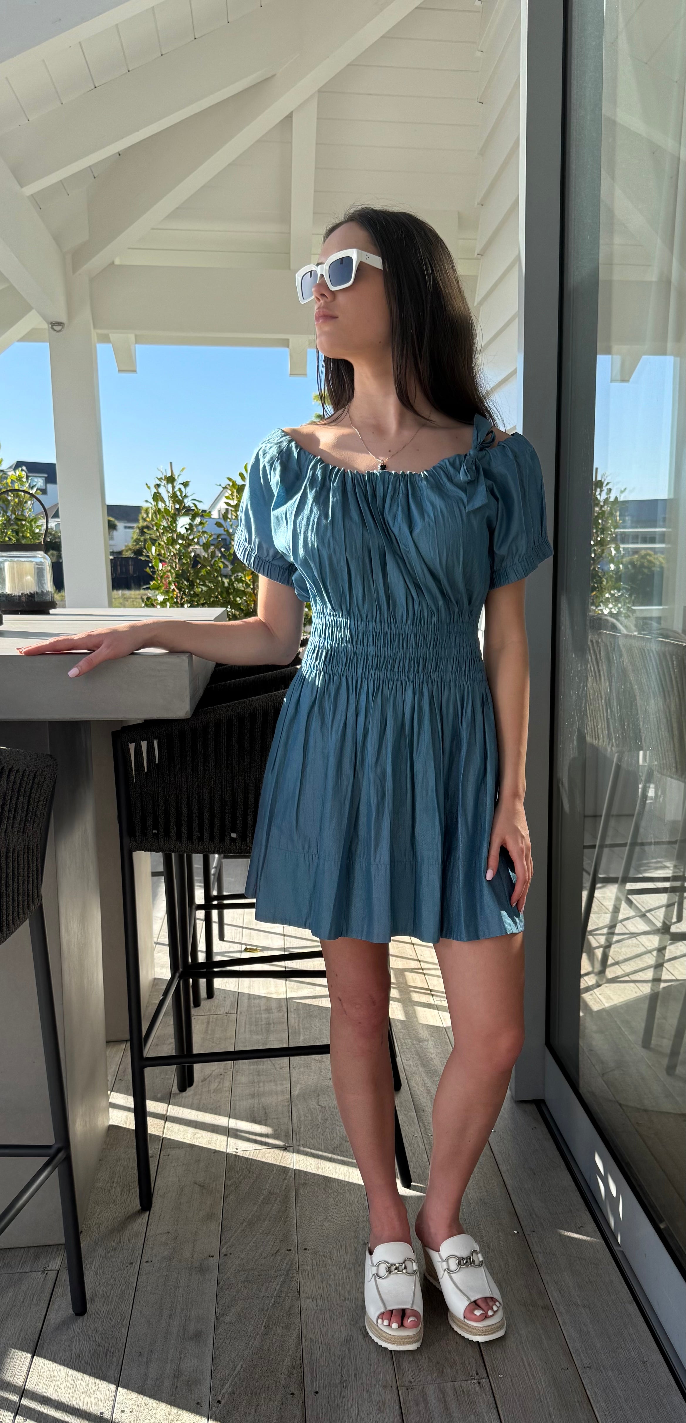 FEDERATION Blue Mini Dress – LuxeLoop